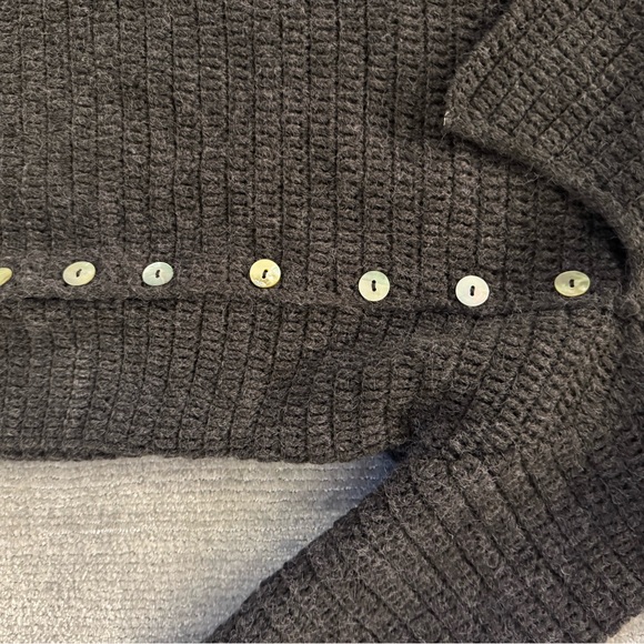 Zara | Sweaters | Zara Dark Gray Knit Sweater With Side Buttons | Poshmark